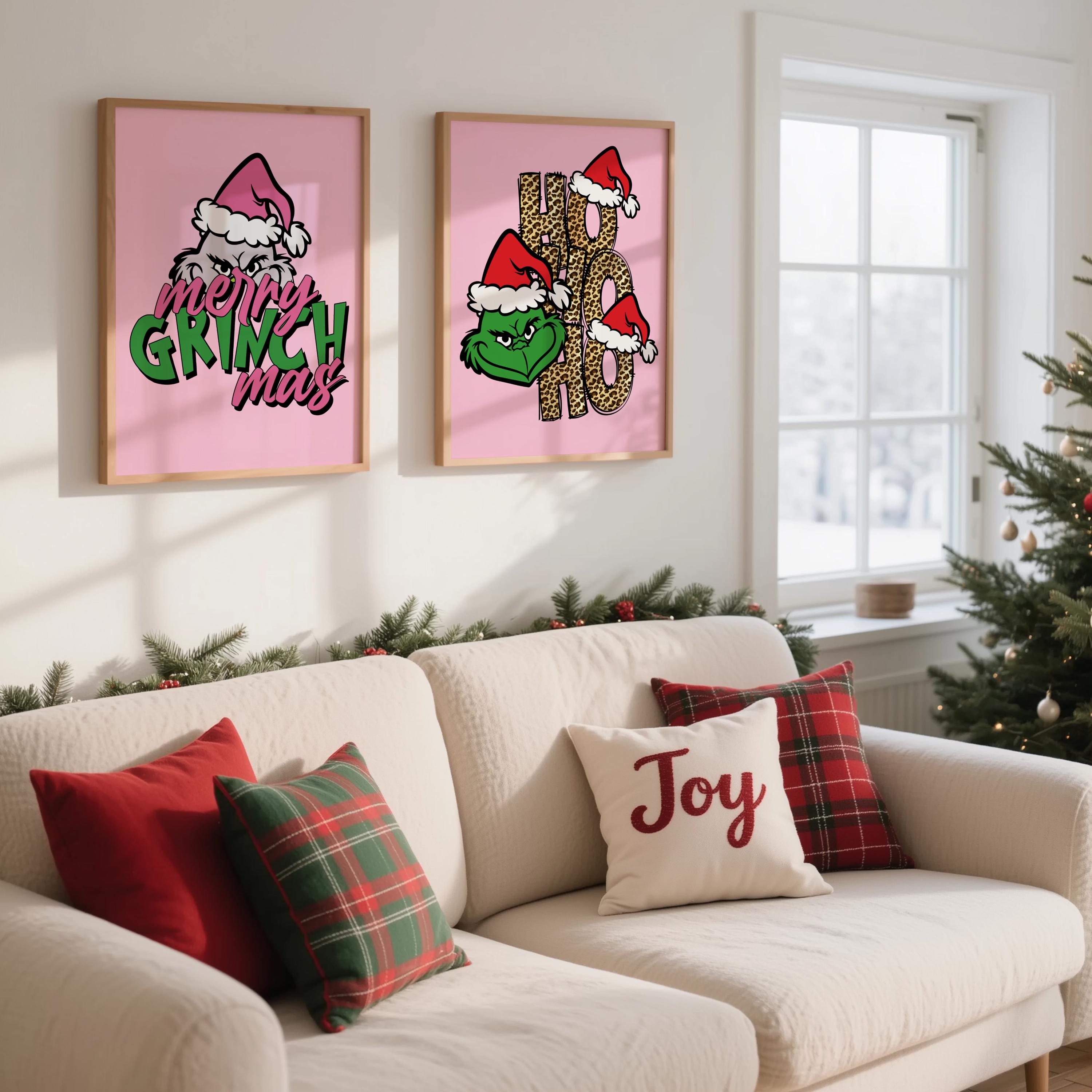 15 Sets Pink Grinch Wall Art Grinchmas Wall Decor Grinch Printable ...