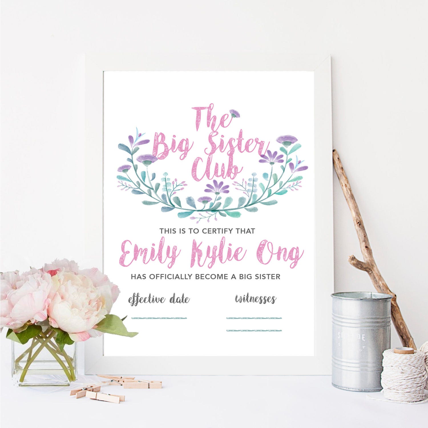 Big Sister Certificate - Big Sister Club, New Big Sister, Honor ...