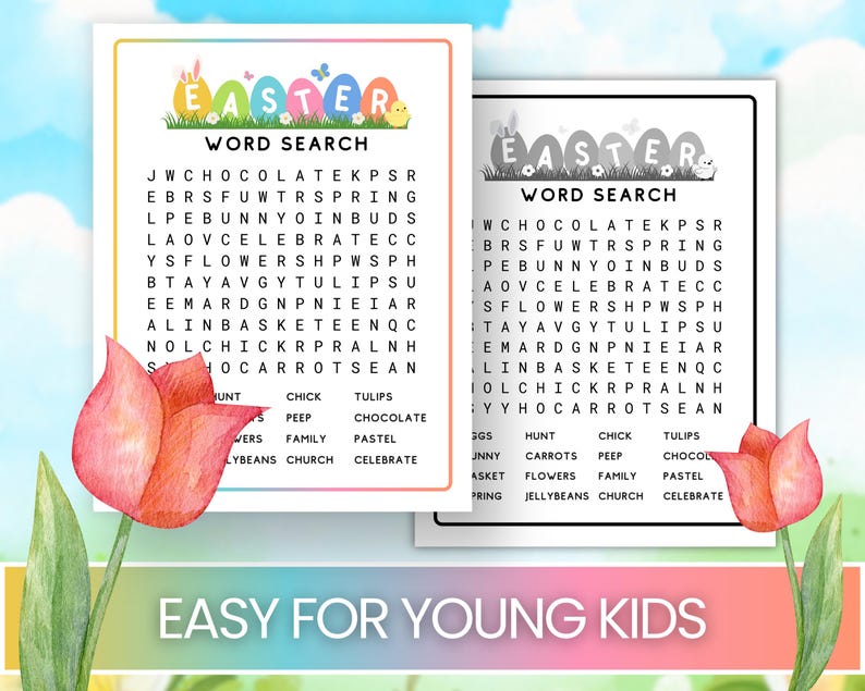 Spring and Easter Word Searches for Kids, Spring Activity, Easter ...