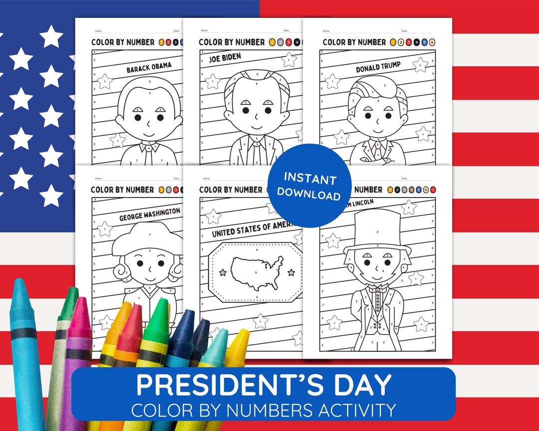 President's Day Color by Numbers for Kids, President's Day Coloring ...