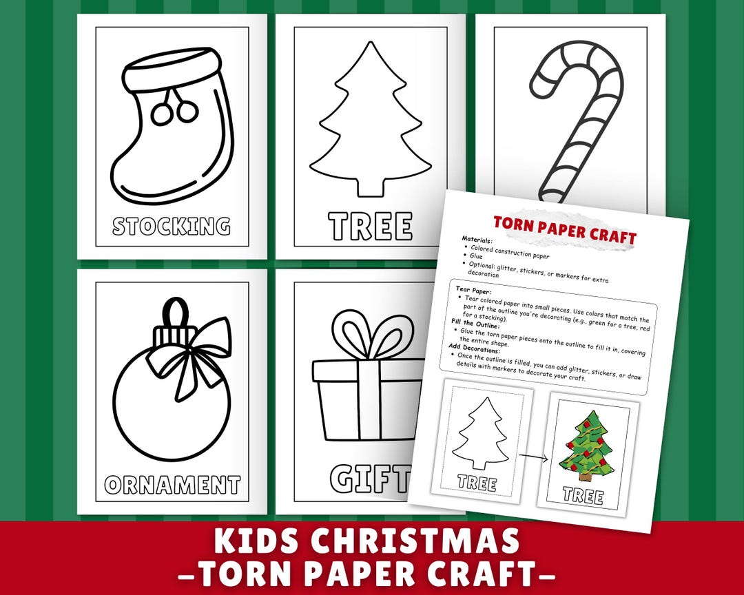 Christmas Torn Paper Craft for Kids, Holiday Craft for Kids, DIY ...