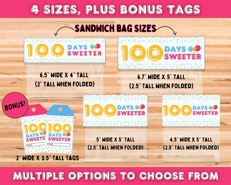 100th Day of School Treat Bag Topper, 100 Days of School, 100 Days ...