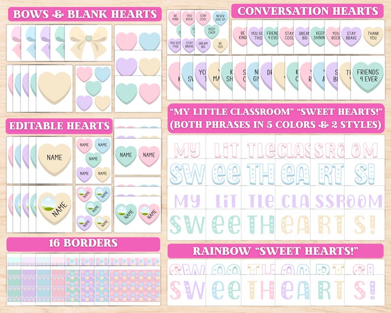 Editable Valentine's Day Bulletin Board Kit, Printable Valentine ...
