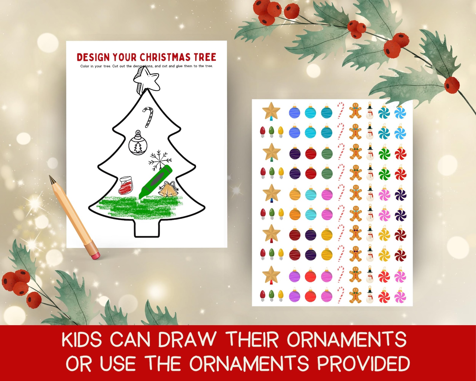 Design Your Christmas Tree Activity for Kids, Holiday Craft for Kids ...