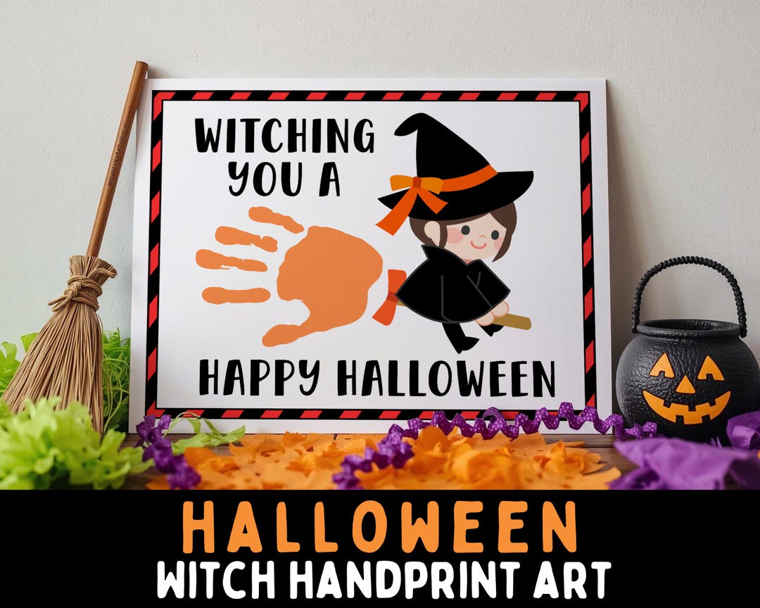 Halloween Witch Handprint Art, Halloween Broomstick Handprint Craft ...
