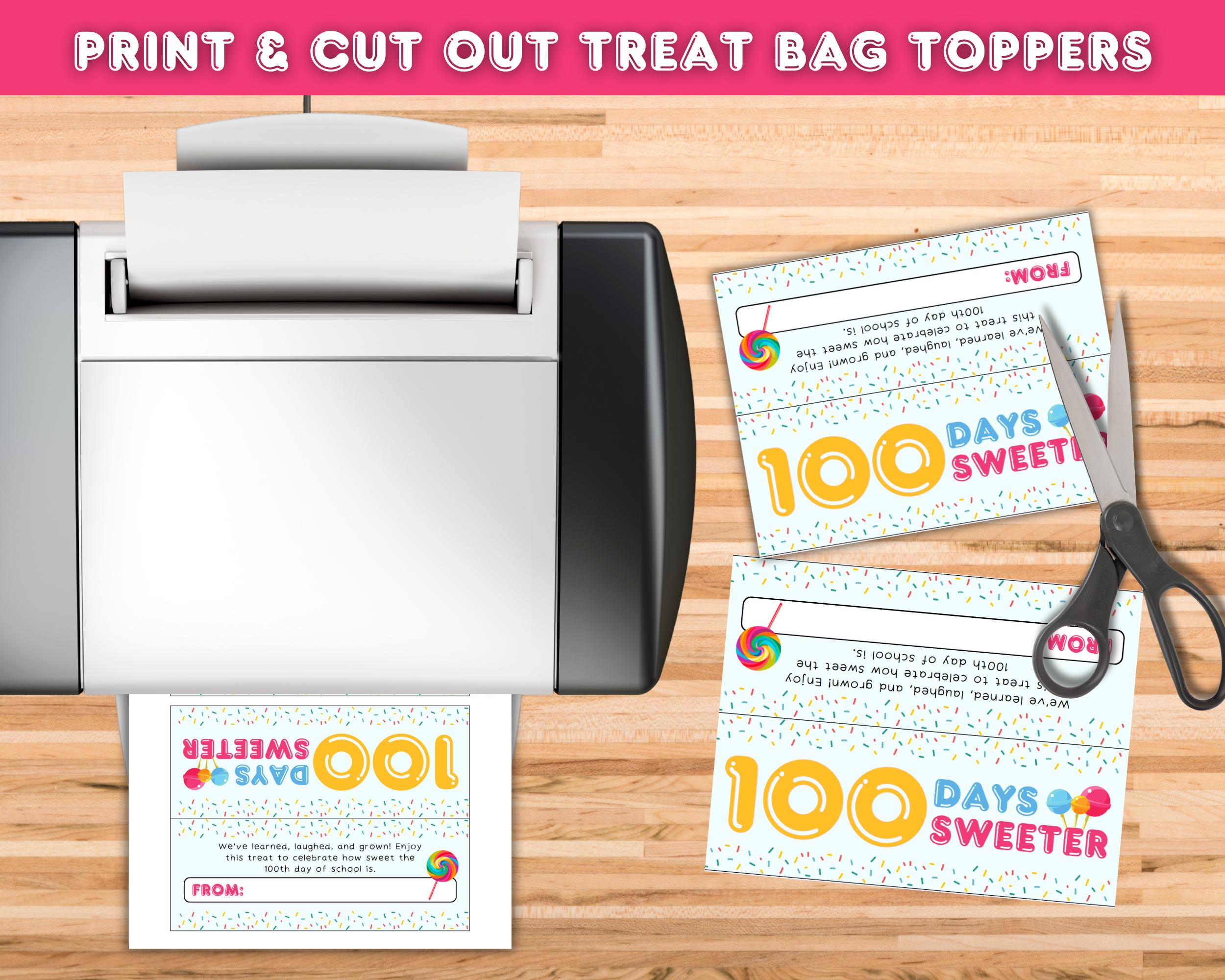 100th Day of School Treat Bag Topper, 100 Days of School, 100 Days ...
