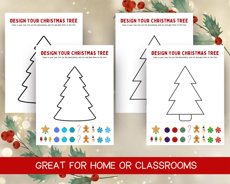 Design Your Christmas Tree Activity for Kids, Holiday Craft for Kids ...
