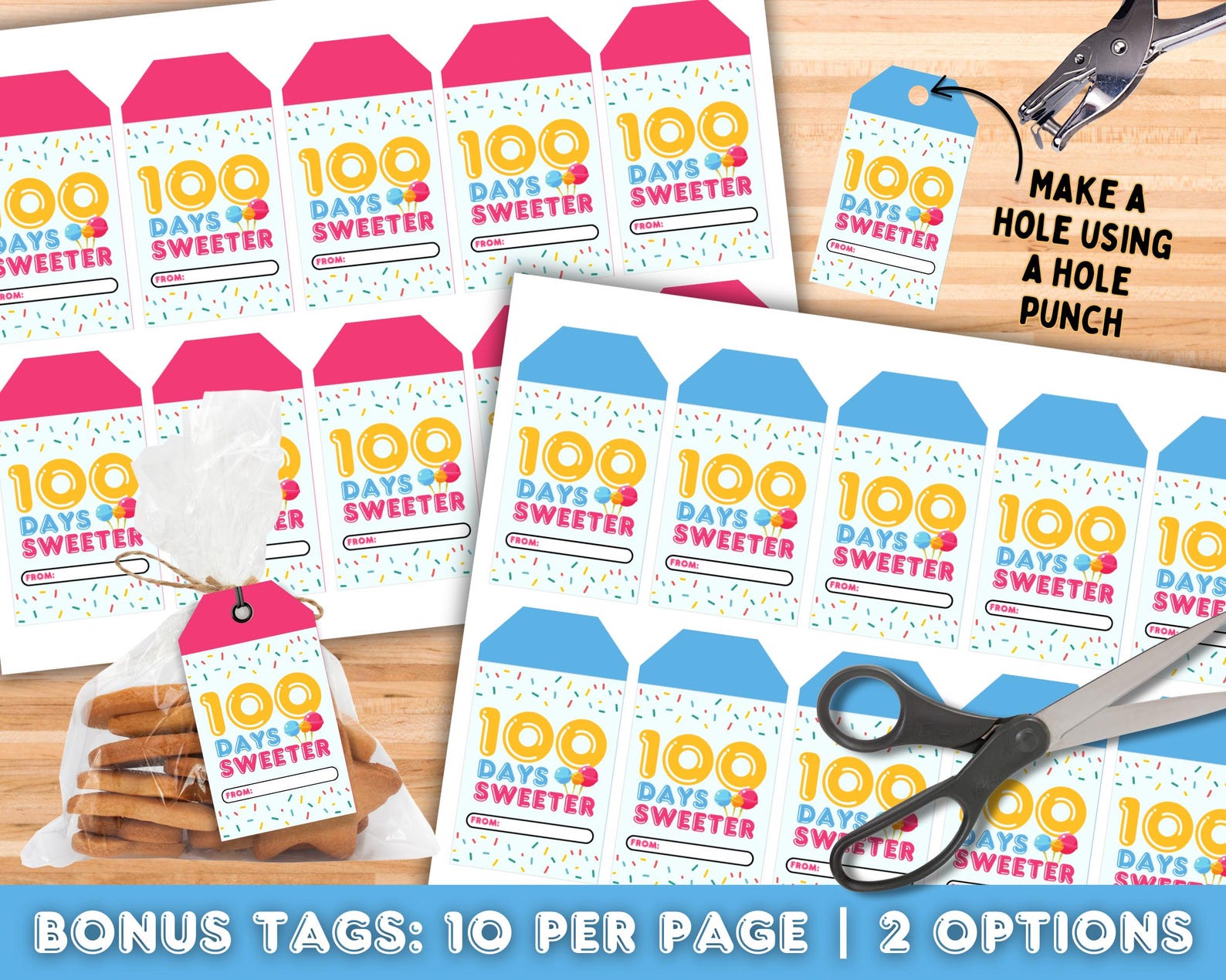 100th Day of School Treat Bag Topper, 100 Days of School, 100 Days ...