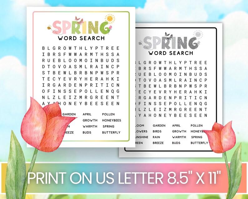 Spring and Easter Word Searches for Kids, Spring Activity, Easter ...