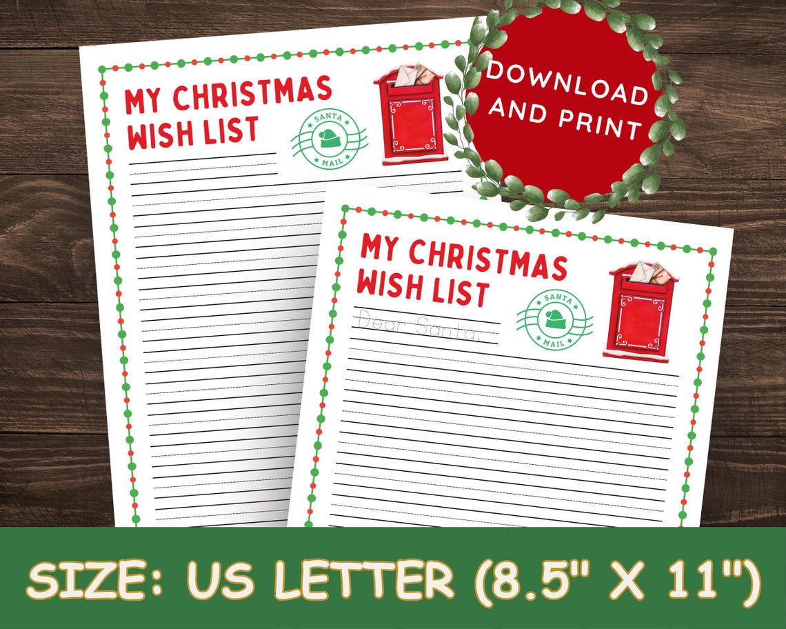 Christmas Wish List for Kids, Dear Santa Letter, Dear Santa Wish List ...