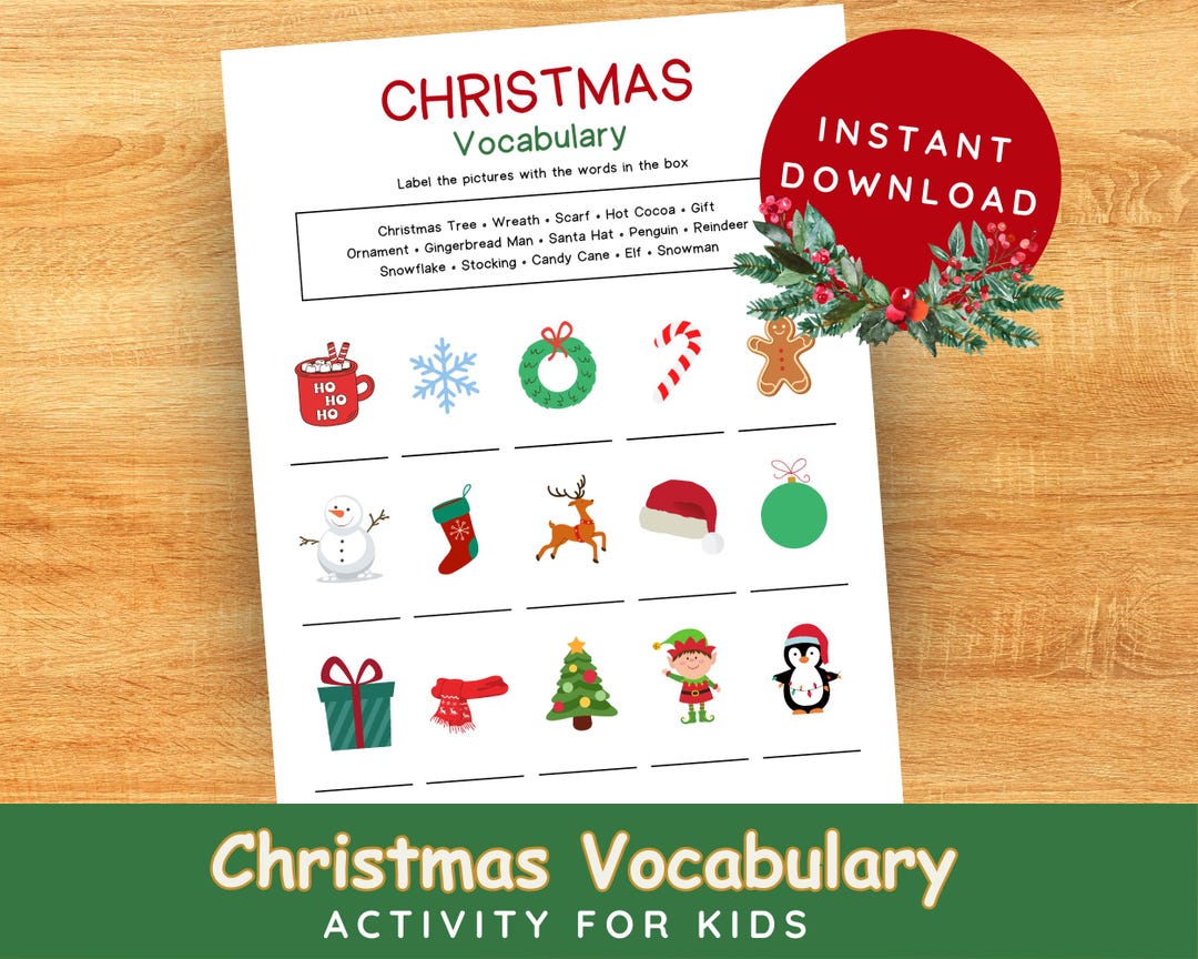 Christmas Vocabulary Activity for Kids, Holiday Activity for Kids ...