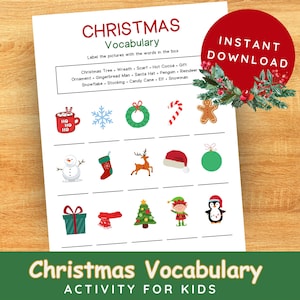 Christmas Vocabulary Activity for Kids, Holiday Activity for Kids ...