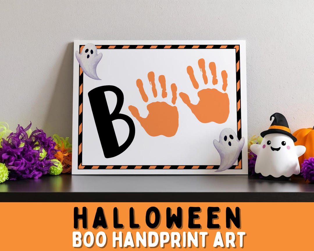 Halloween BOO Handprint Art, Halloween Handprint Art, Halloween ...