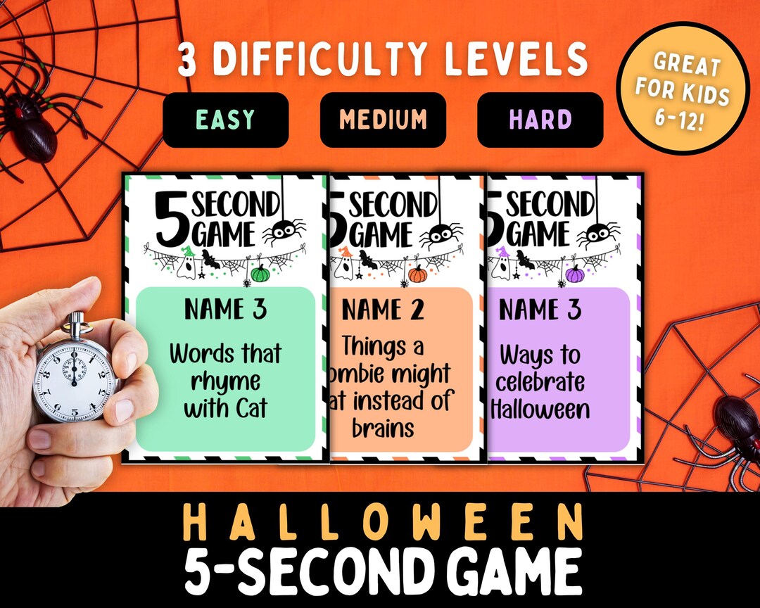 Halloween 5 Second Game, Printable Halloween Game for Kids, Halloween ...