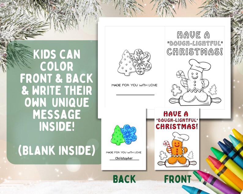 Christmas Coloring Cards for Kids, Children's Holiday Cards, DIY ...