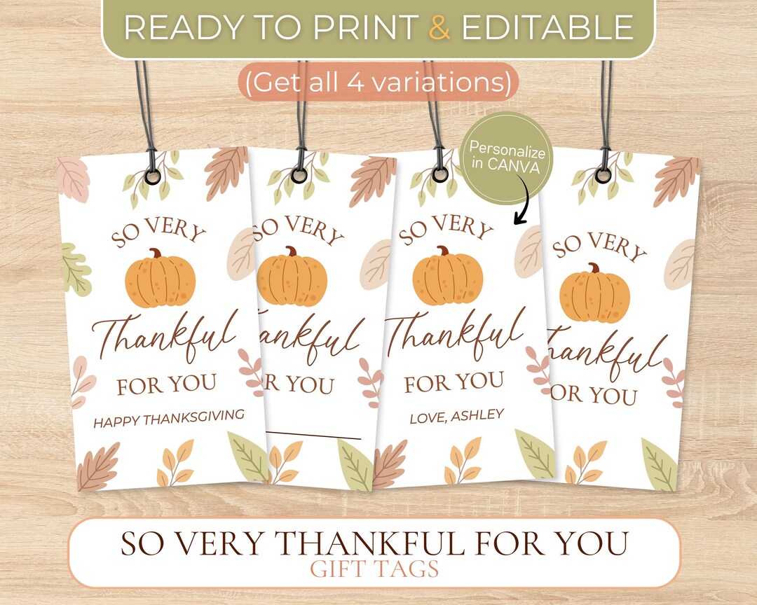 So Very Thankful for You Gift Tags | Printable Thankful Tags ...