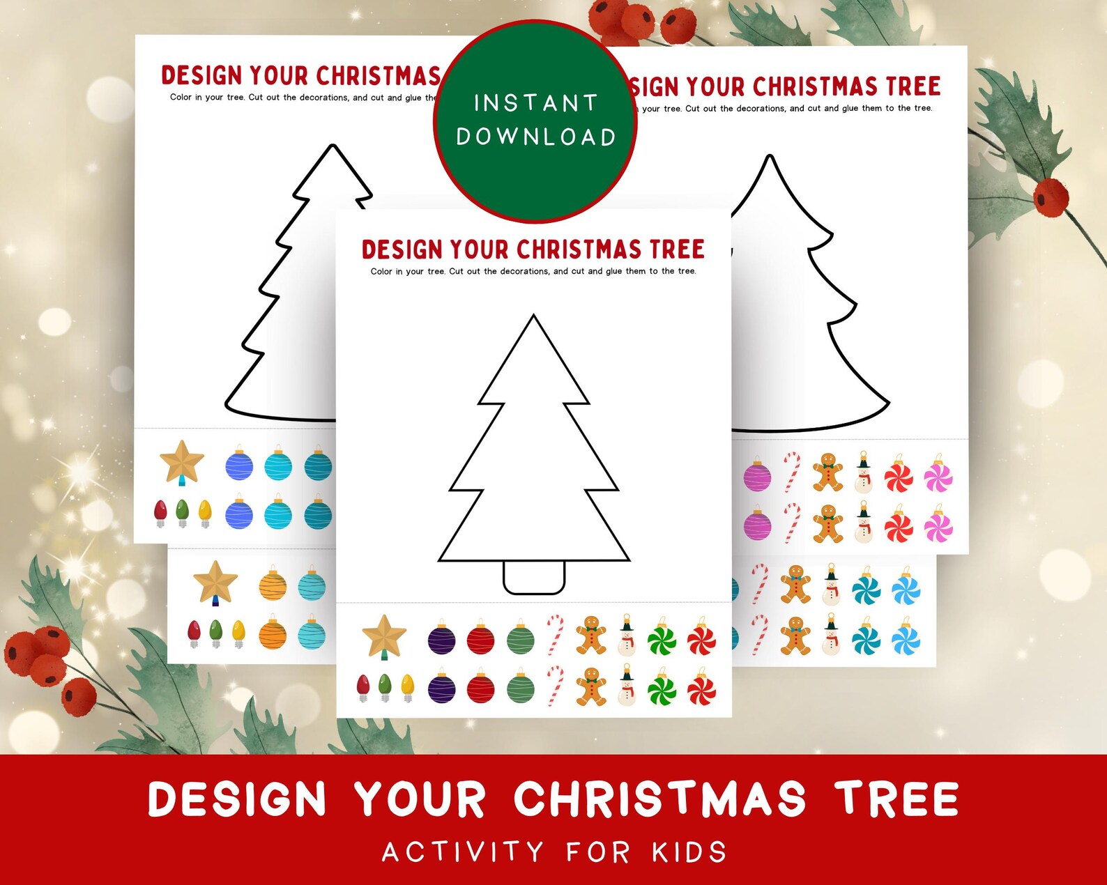 Design Your Christmas Tree Activity for Kids, Holiday Craft for Kids ...