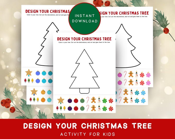 Diy Christmas Tree Giant Coloring Page Activity for Kids, Digital ...