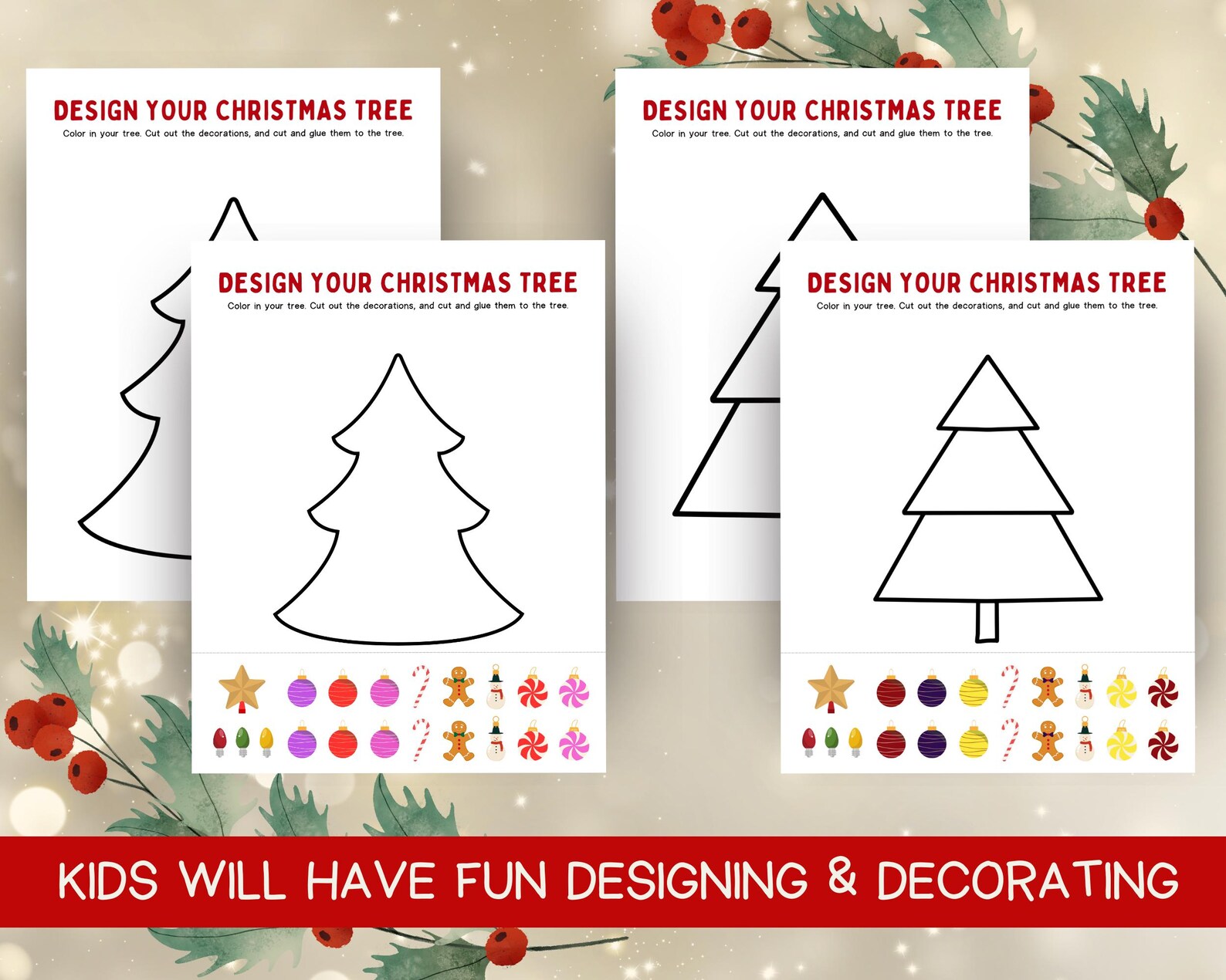 Design Your Christmas Tree Activity for Kids, Holiday Craft for Kids ...