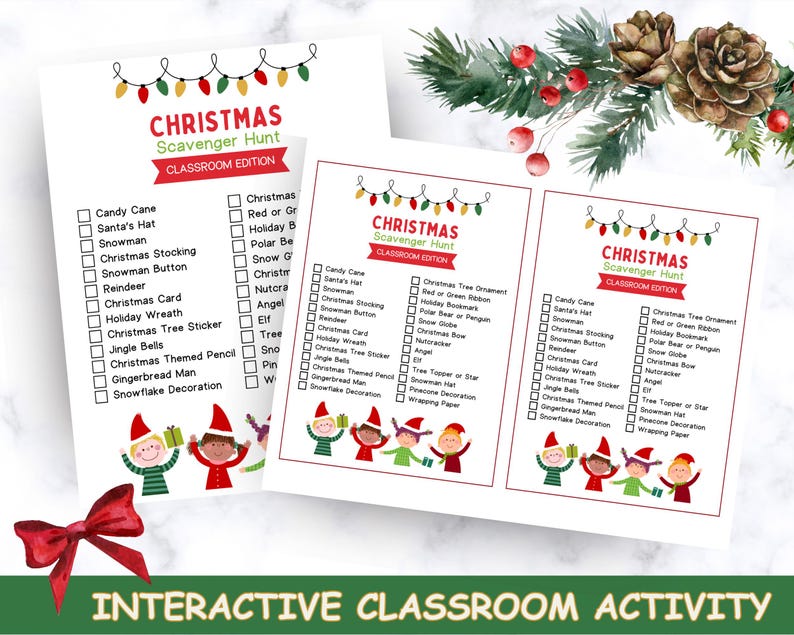 Christmas Scavenger Hunt for Kids, Christmas Games for Kids, Holiday ...
