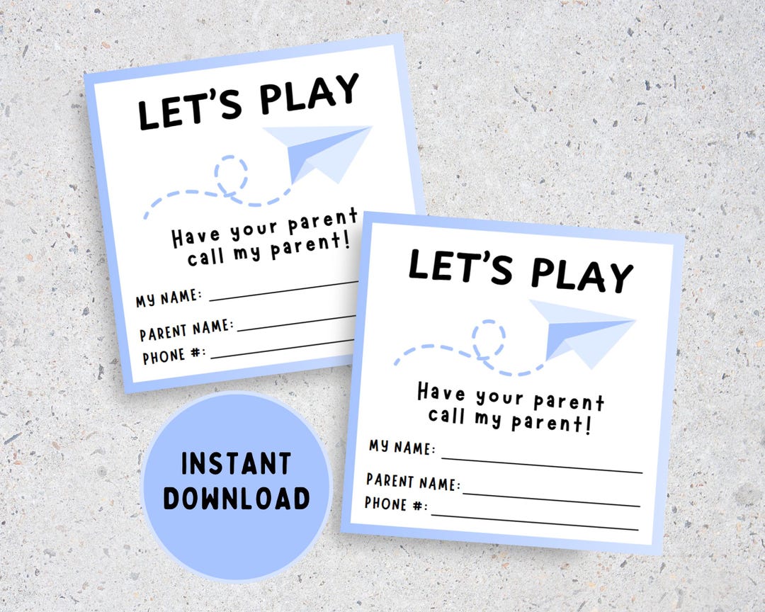 Let's Play Playdate Cards for Kids, Kid's Business Cards, Parent ...
