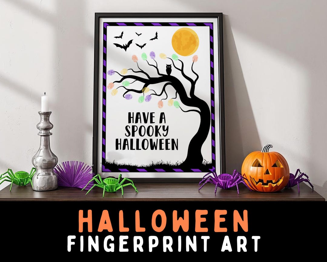 Spooky Halloween Fingerprint Art, Halloween Handprint/fingerprint Craft ...