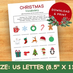 Christmas Vocabulary Activity for Kids, Holiday Activity for Kids ...