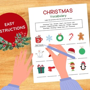 Christmas Vocabulary Activity for Kids, Holiday Activity for Kids ...