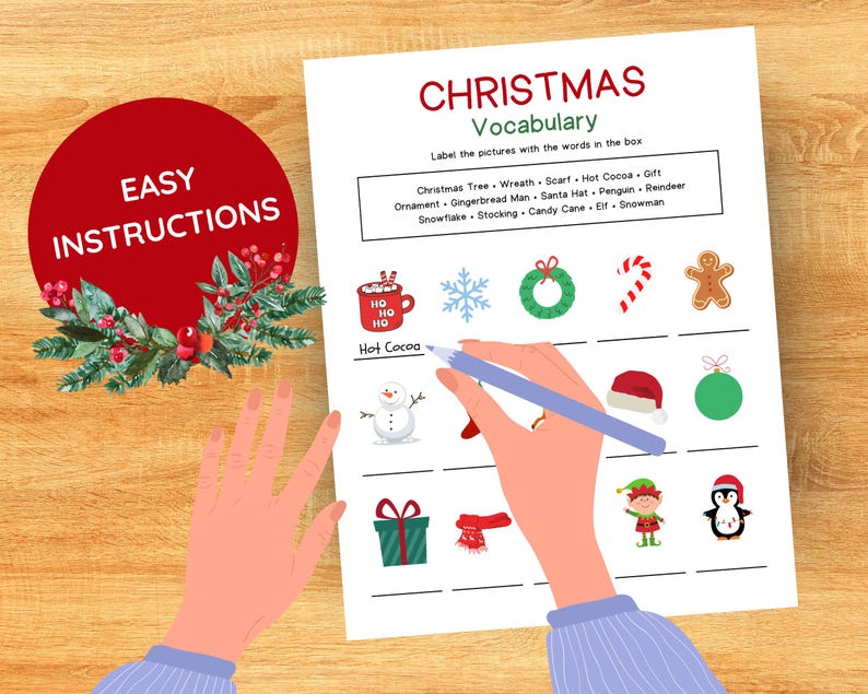 Christmas Vocabulary Activity for Kids, Holiday Activity for Kids ...