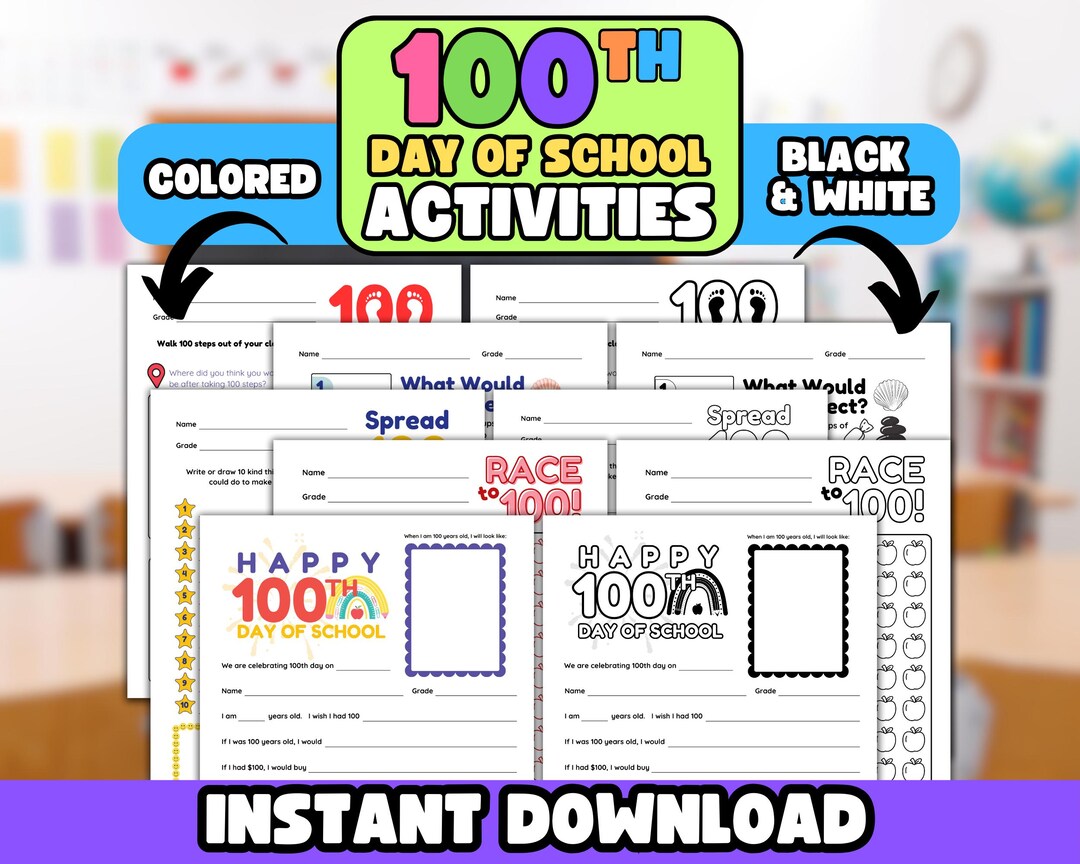 100th Day of School Activities, 100th Day of School Printable for Kids ...