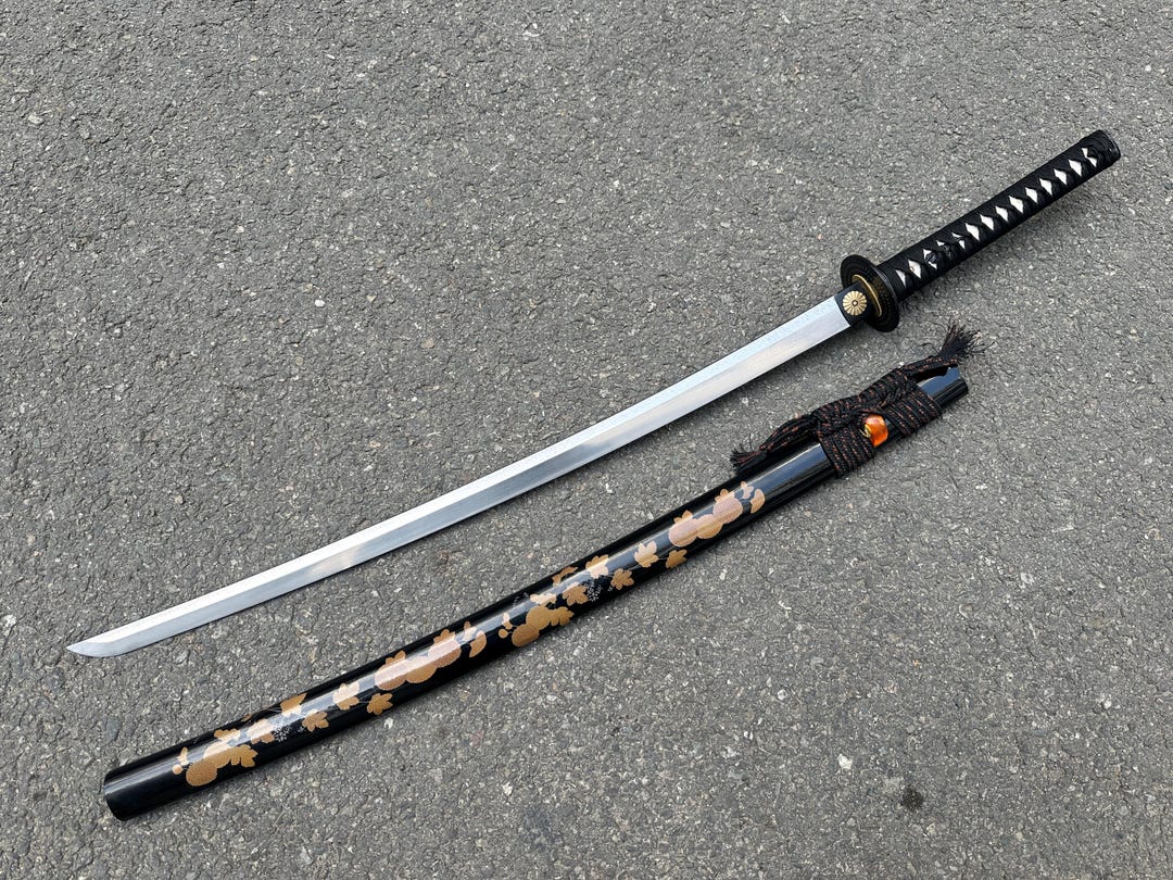 Hand-forged Damascus Folded Steel Katana 1095 Sanmai Blade Iron Gilded ...