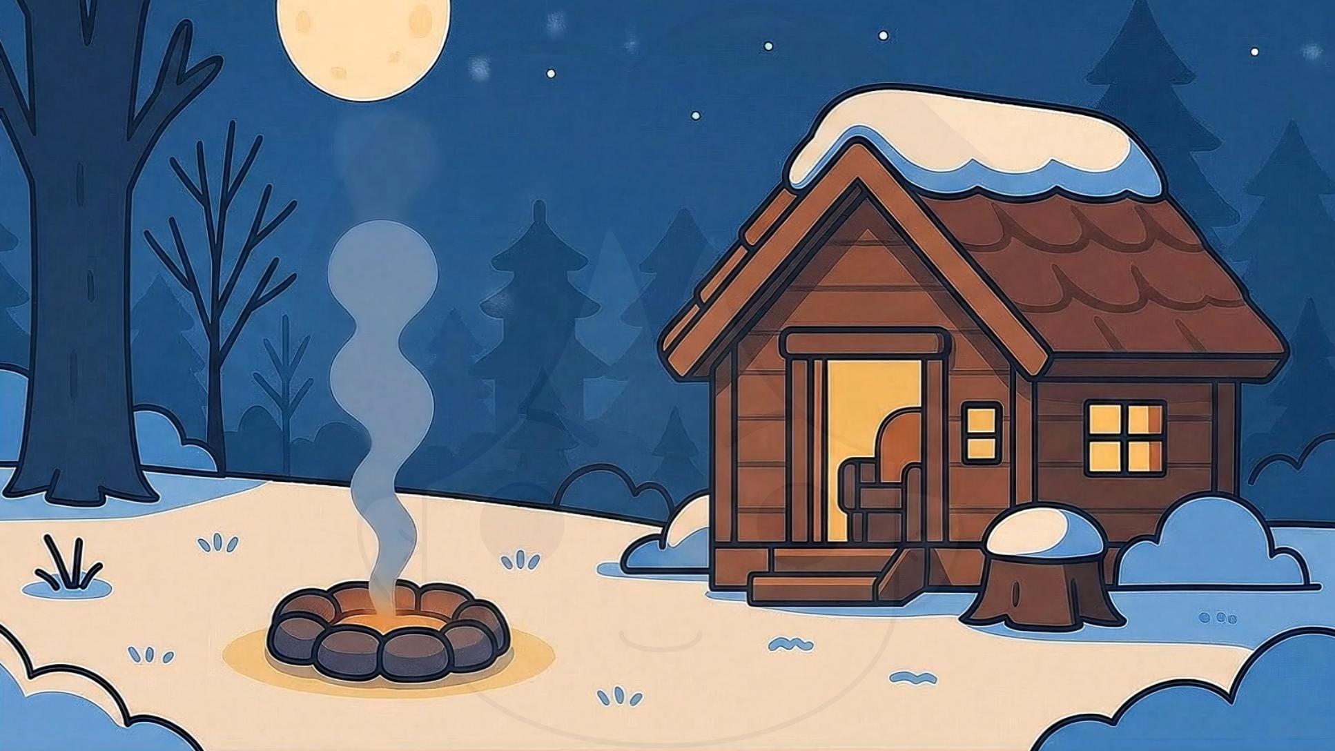 Cozy Cabin Loop Video | Snowy Forest Campfire Animation (digital ...