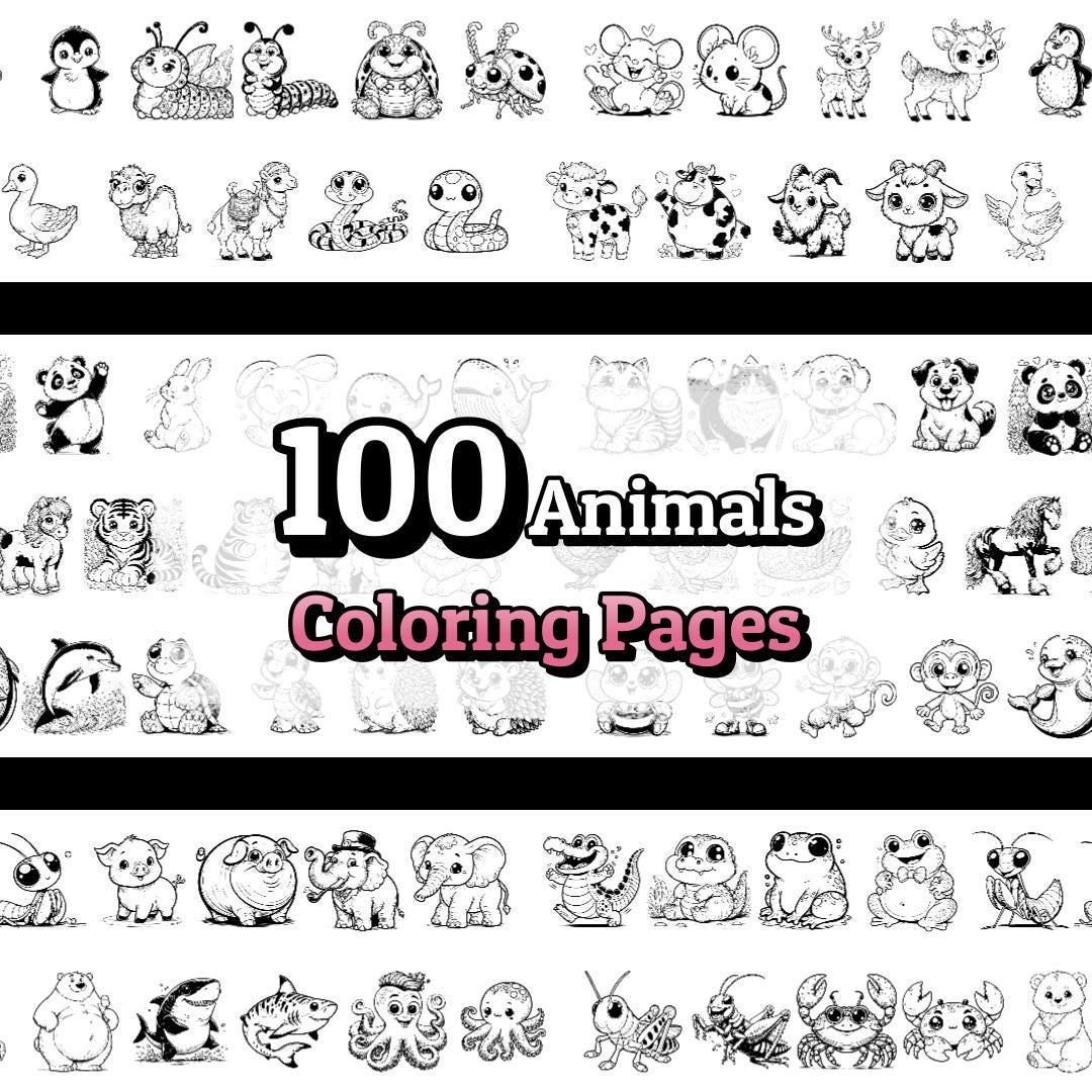 100 Animals Coloring Pages | Easy Kids Coloring Books | Coloring Fun ...