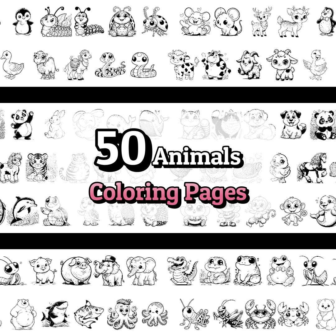 50 Animals Coloring Pages | Easy Kids Coloring Books | Coloring Fun ...