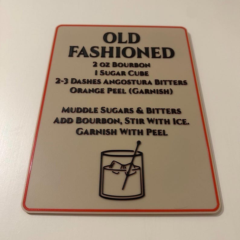 Old Fashioned Recipe Sign – Vintage Bar Decor, 7x10 Wall Plaque for ...