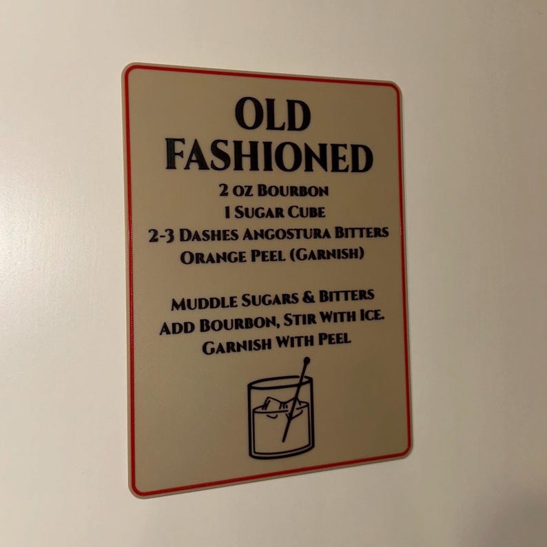 Old Fashioned Recipe Sign – Vintage Bar Decor, 7x10 Wall Plaque for ...