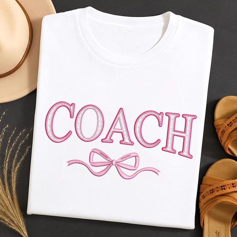 Coach Coquette Bow Embroidery Design, Cheer Coach Embroidery File ...