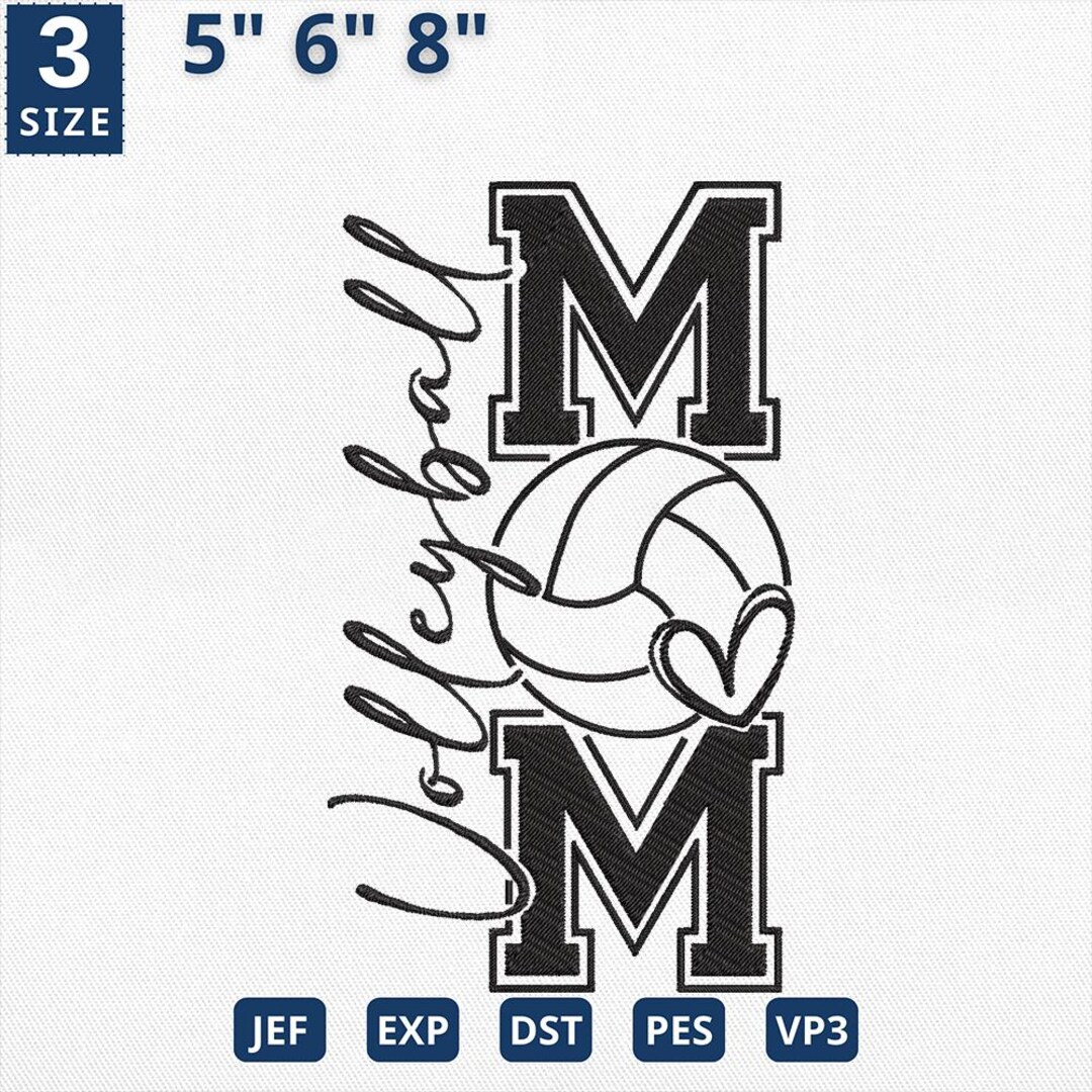 Volleyball Mom Vertical Embroidery, Volleyball Mama Embroidery, Fall ...
