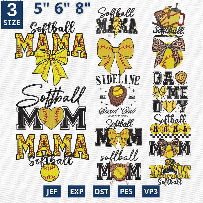14+ Gameday Softball Embroidery Design, Bundle Softball Mama Embroidery ...