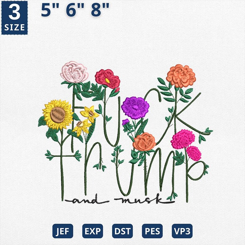 FDT Flower Embroidery Design, Funny Liberal Design, Pro Immigration ...