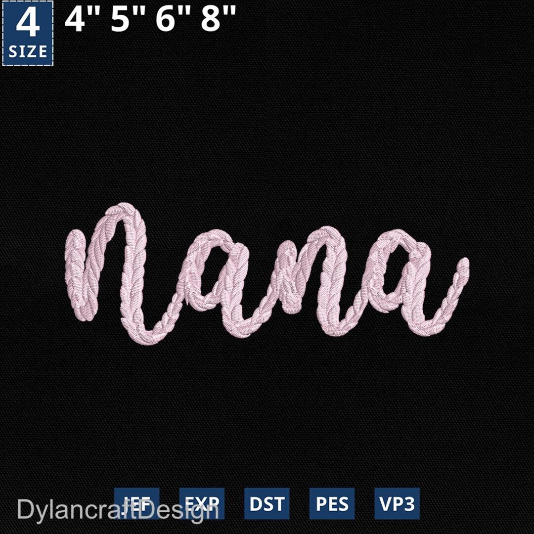 Nana Rope Embroidery Design, Coquette Nana Machine File, Mother Day ...