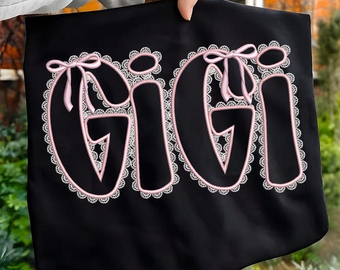 Gigi Lace Bow Embroidery Design, Gigi Lace Coquette Bow, Gigi ...