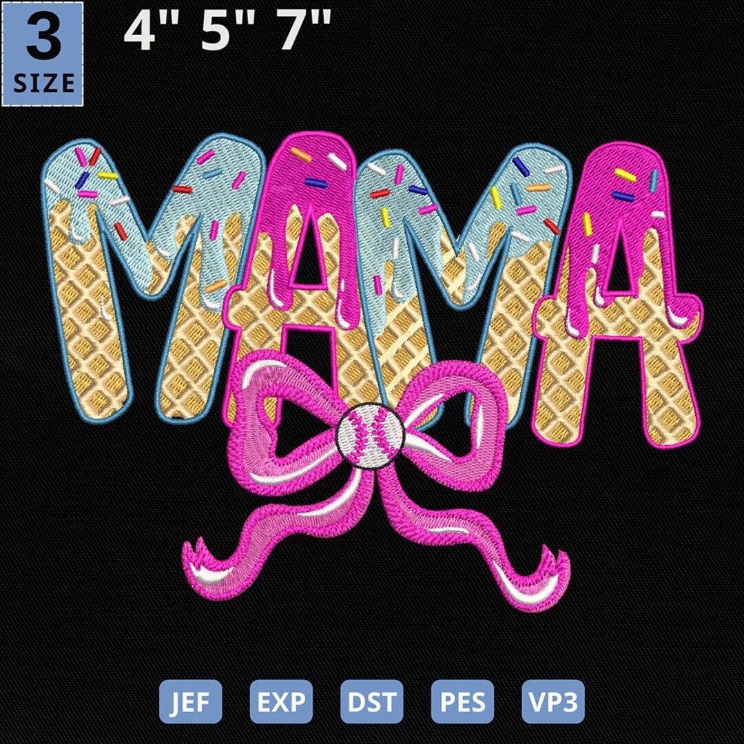 Baseball Mama Drip Embroidery, Baseball Ice Cream Drip Design, Baseball ...