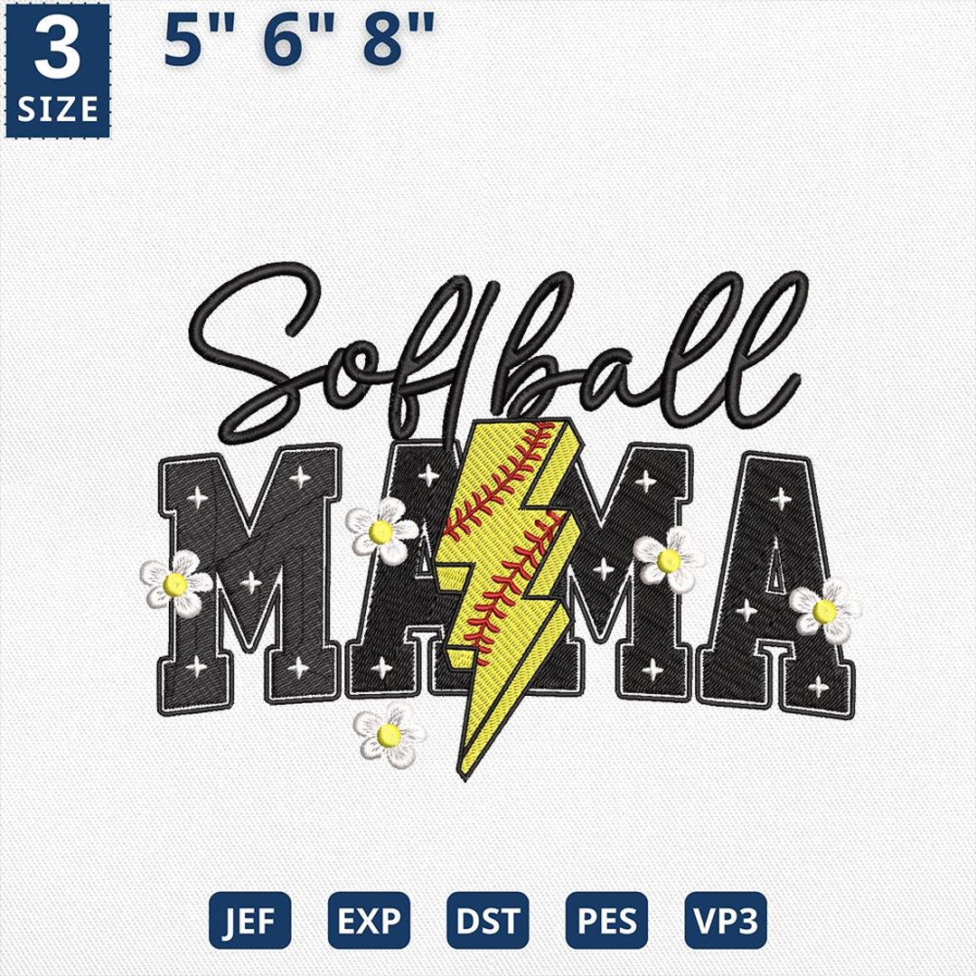 Softball Mama Embroidery File, Softball Mom Embroidery Design, Gameday ...
