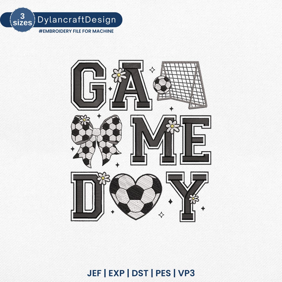 Embroidery Soccer File, Soccer Game Day File, Soccer Mama Embroidery ...