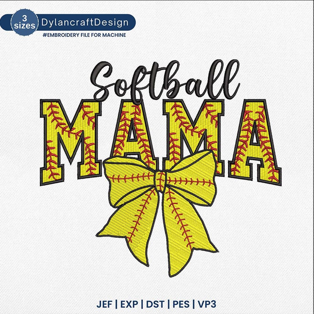 Softball Mom Embroidery, Softball Mama Embroidery, Coquette Softball ...