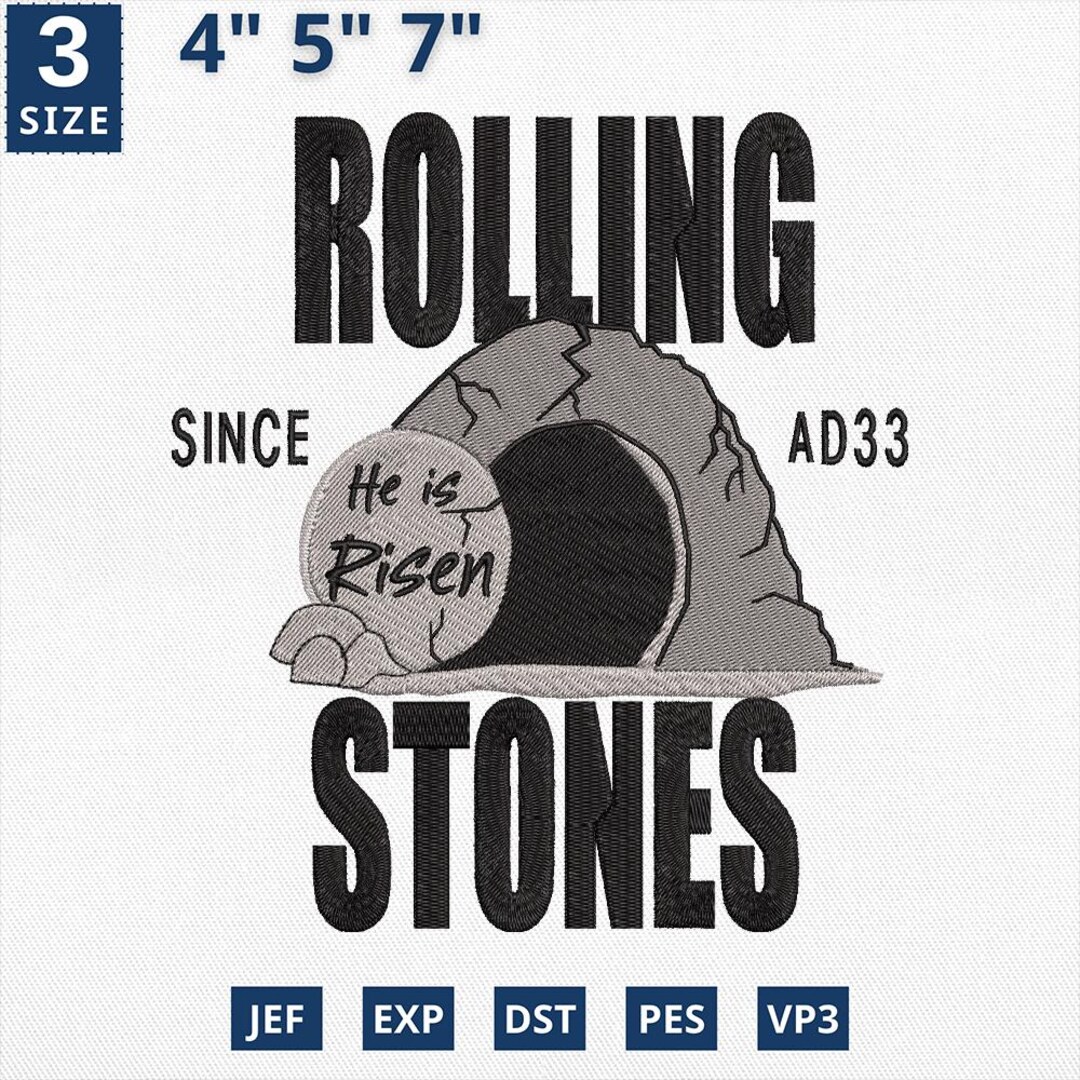 Rolling Stones Embroidery Design, He is Risen File, Empty Tomb Jesus ...
