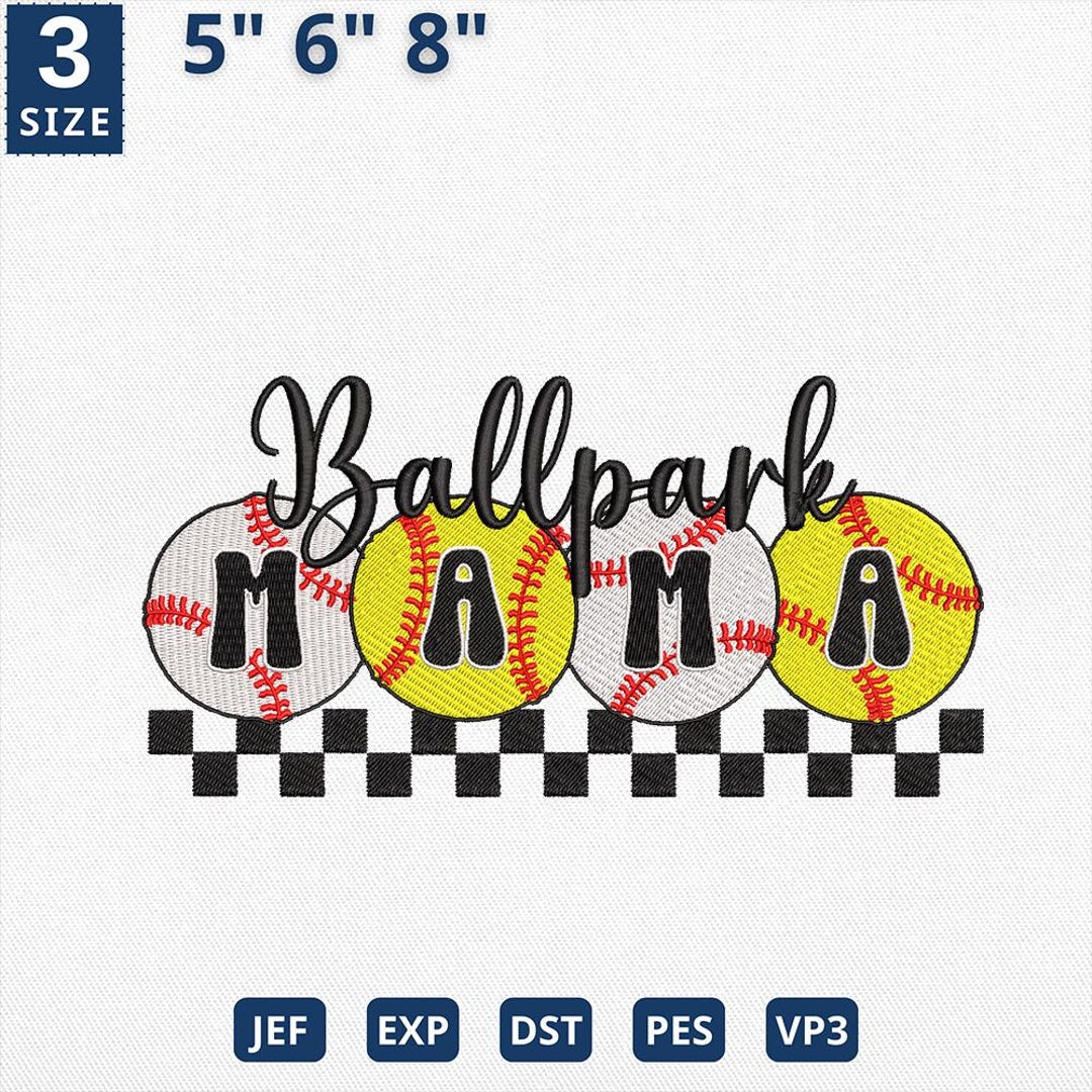 Ballpark Mama Embroidery Design, Softball Mama Embroidery, Baseball ...