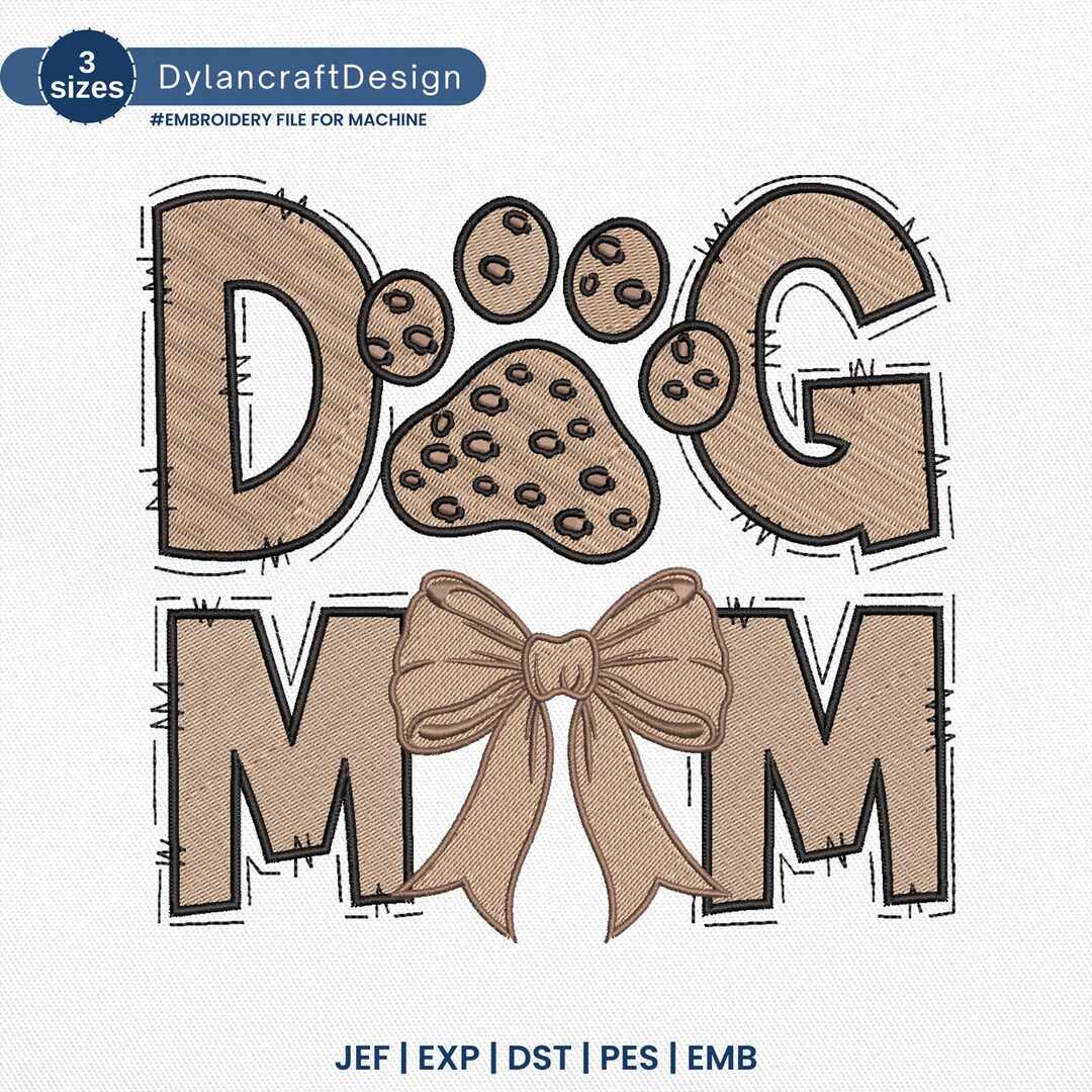 Dog Mom Embroidery Design, Mother's Day Embroidery File for Machine ...