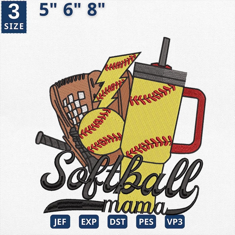 Softball Mama Embroidery, Game Day Embroidery Design, Softball Mom ...